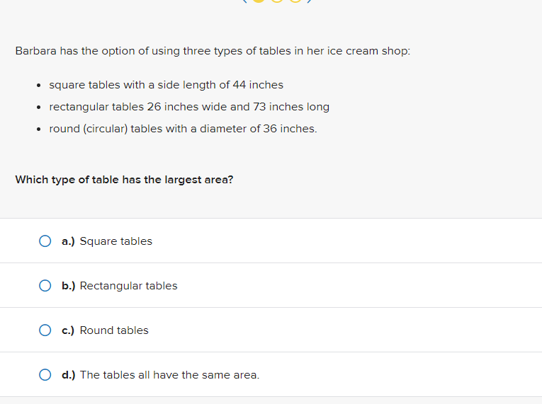 Solved Barbara has the option of using three types of tables | Chegg.com