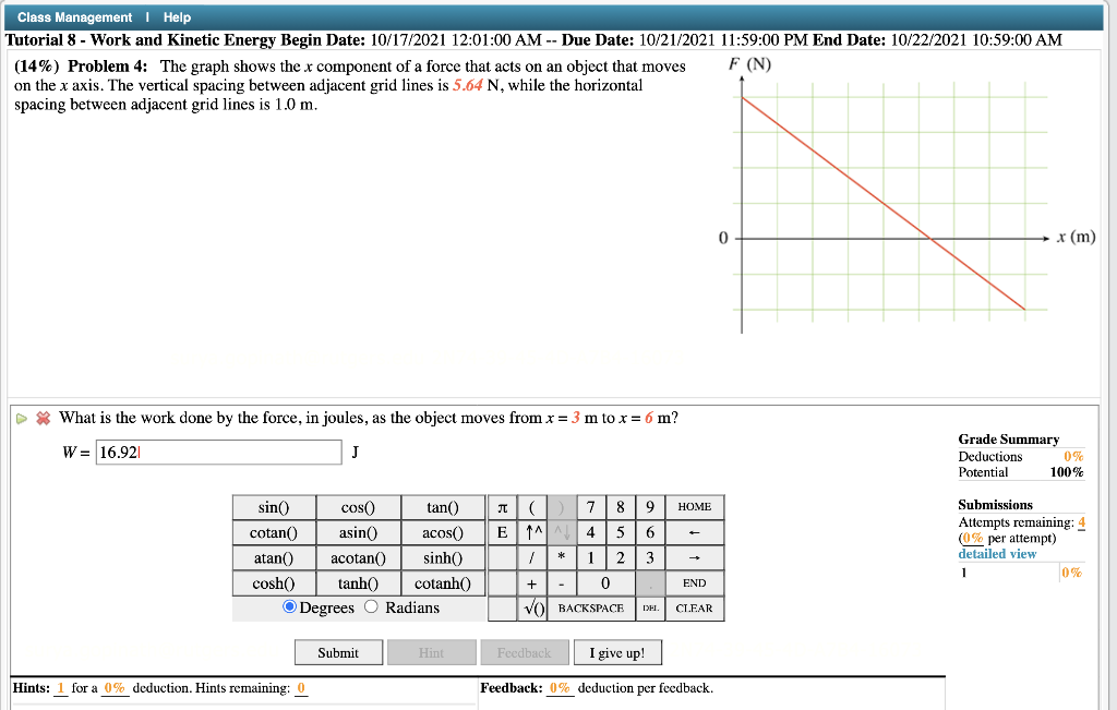 Solved Class Management | Help Tutorial 8 - Work and Kinetic | Chegg.com