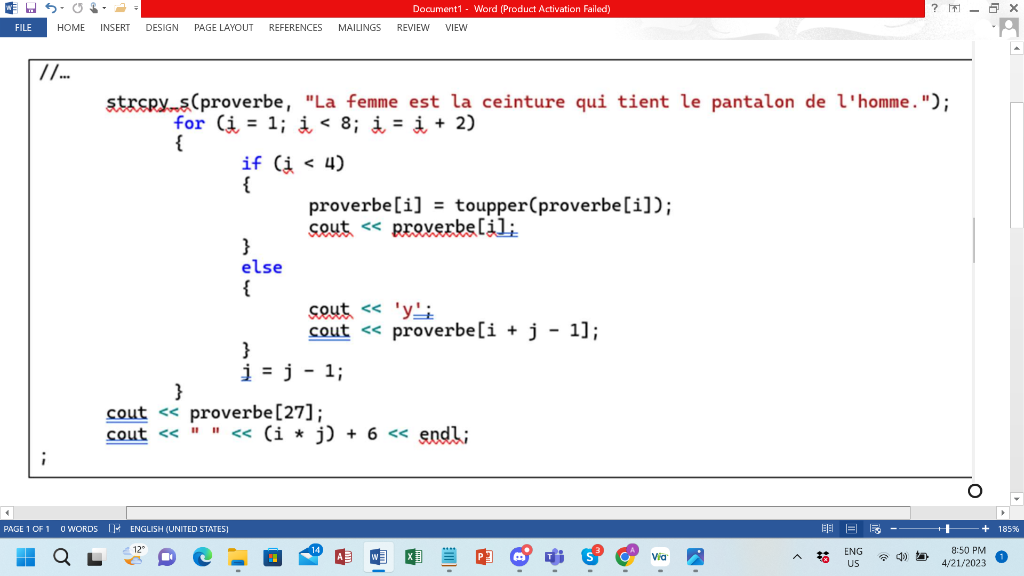 Solved 1) C++ Programming. Question 1: What will be the | Chegg.com