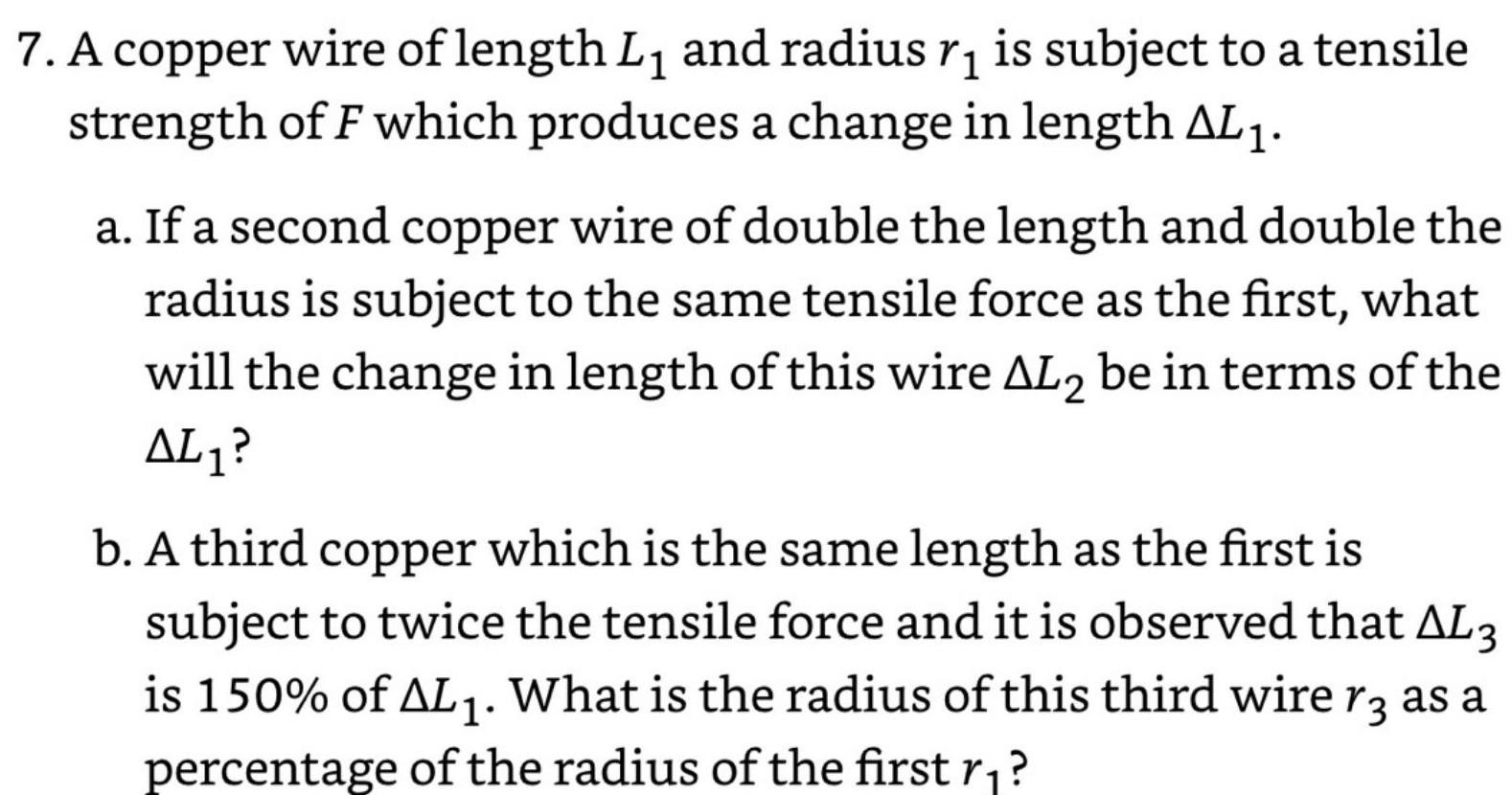 Solved 7. A copper wire of length Lį and radius rı is | Chegg.com