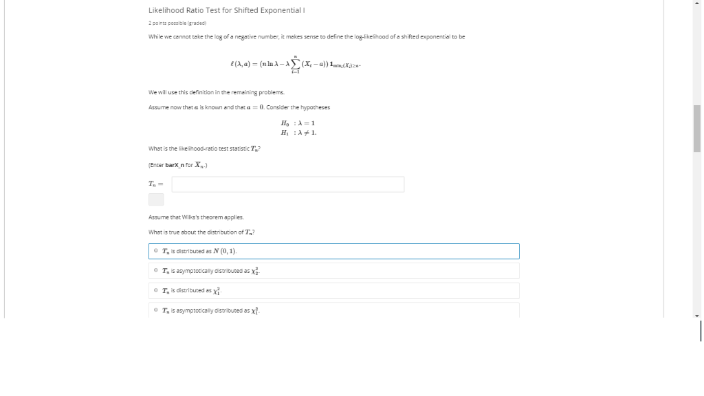 Solved Mle For Shifted Exponential 2 Poin Possible Graded