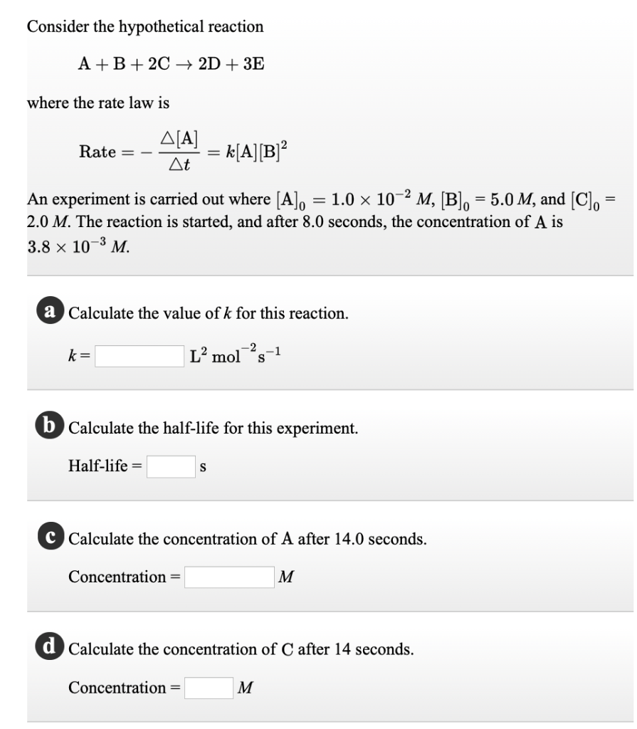 Solved Consider the hypothetical reaction where the rate law | Chegg.com