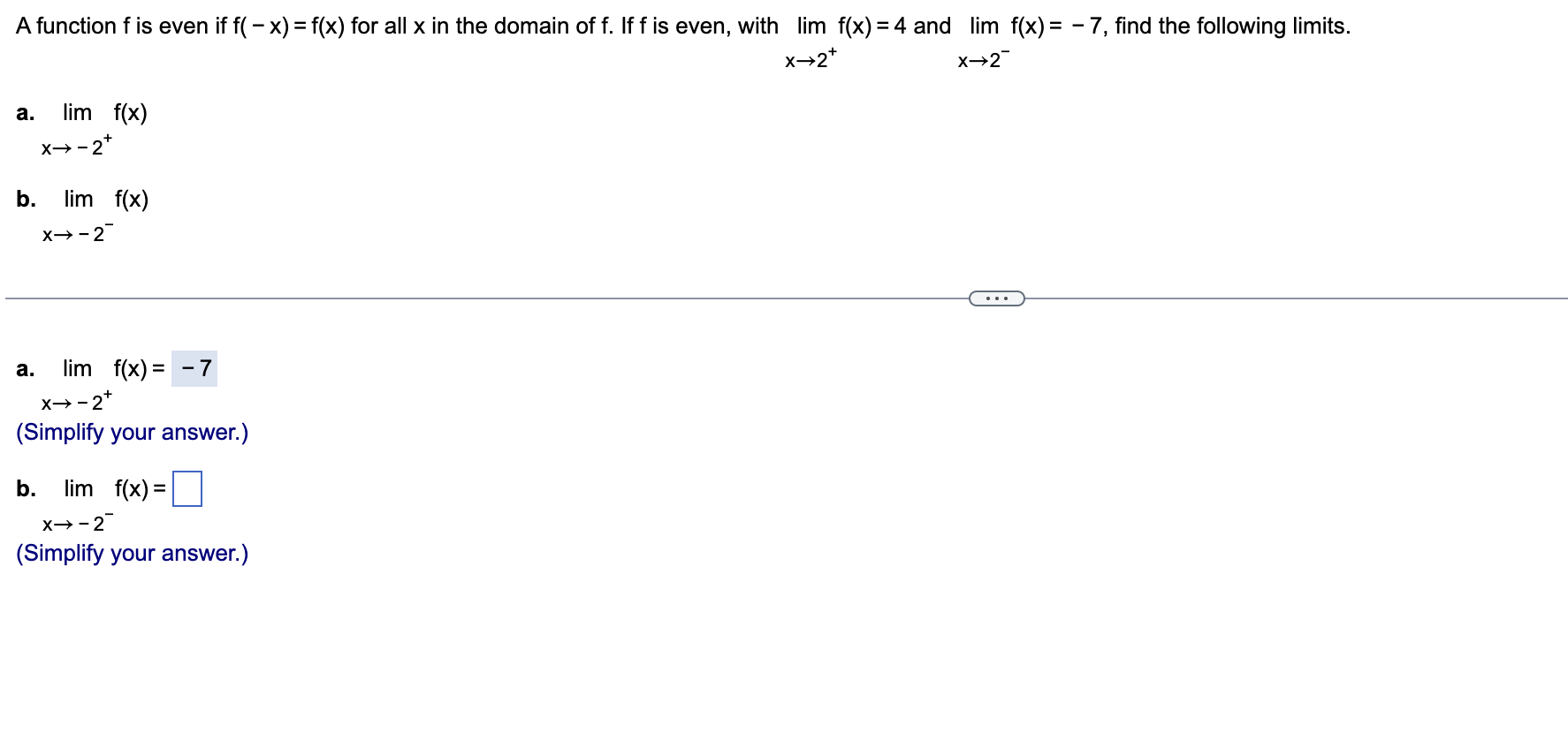 Solved A function f is even if f(−x)=f(x) for all x in the | Chegg.com