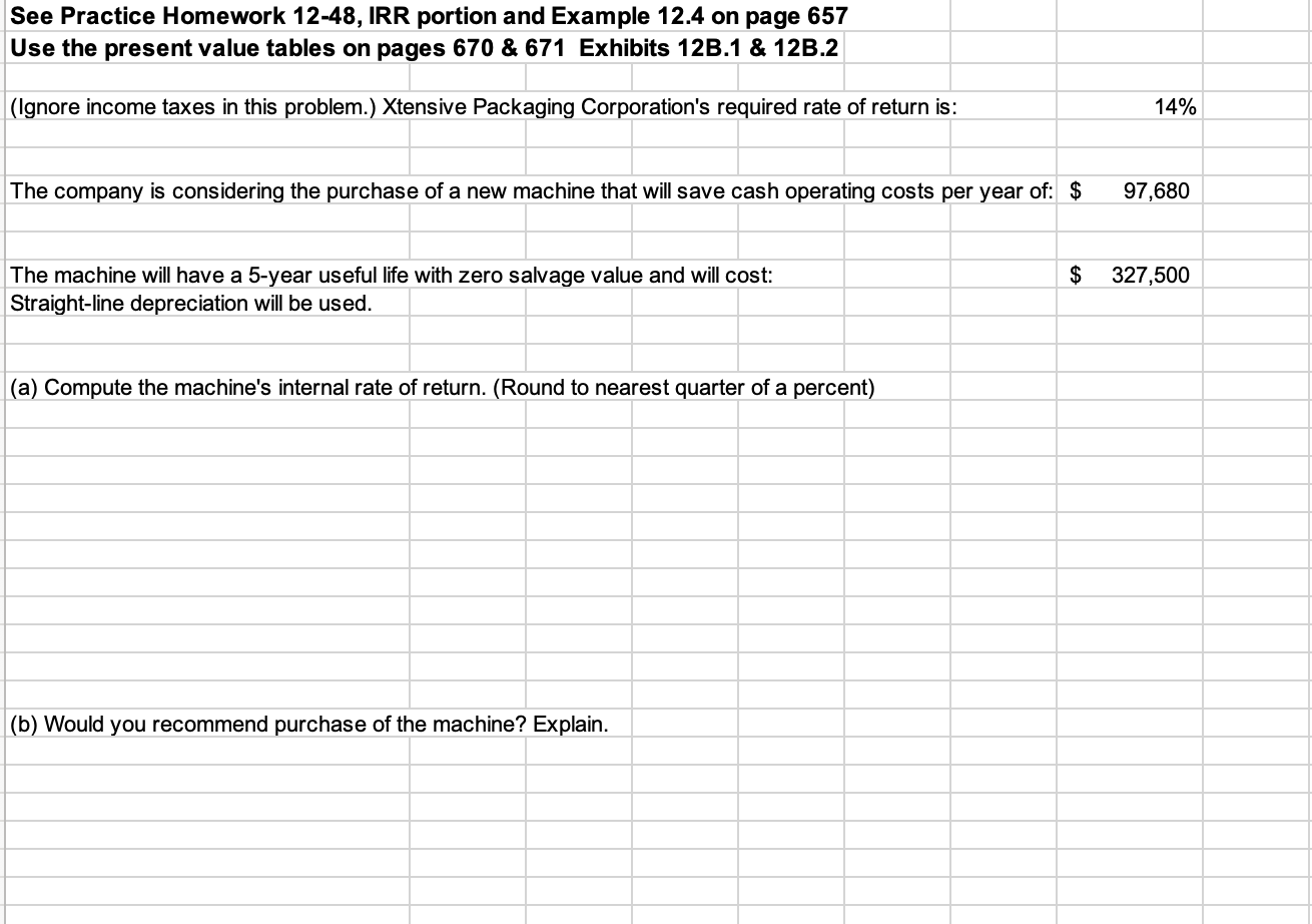 Solved See Practice Homework 12-48, IRR portion and Example | Chegg.com