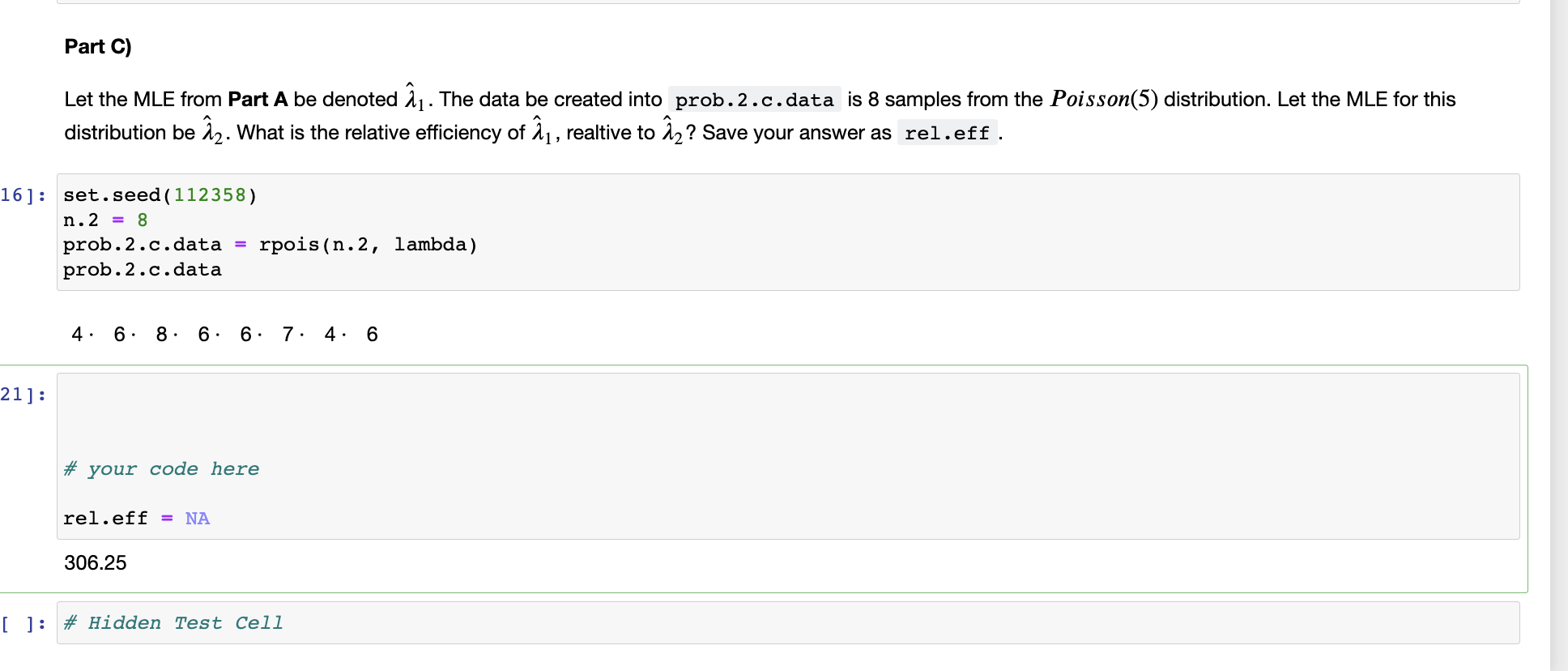 Solved \r\nPart B) What is the \\( M S E(\\hat{\\lambda}) | Chegg.com