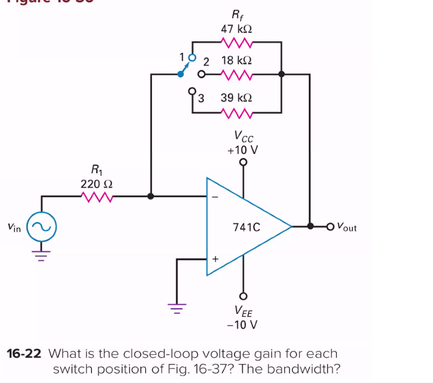 Solved 16-22 What is the closed-loop voltage gain for each | Chegg.com