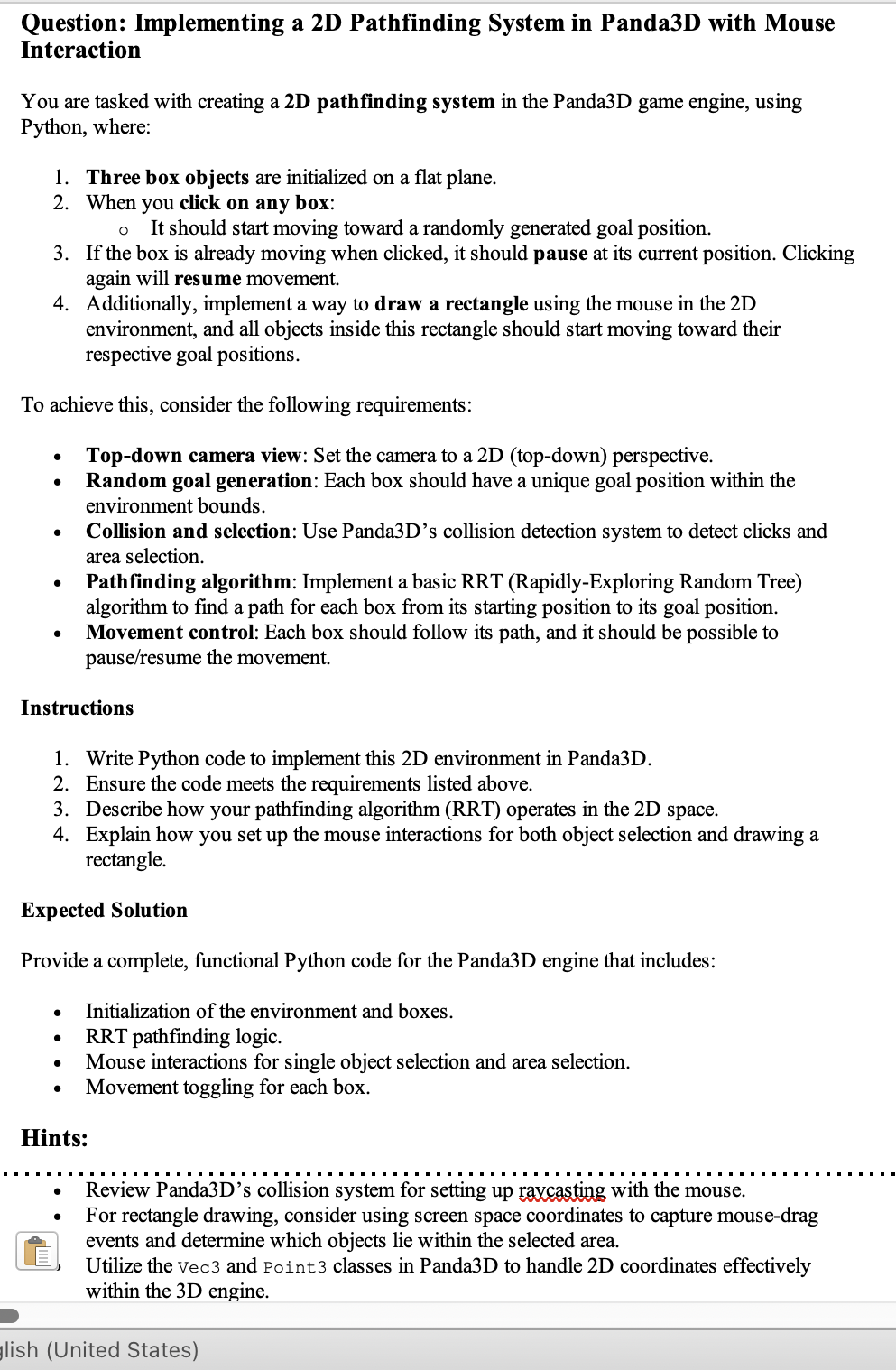 Solved Question: Implementing a 2D Pathfinding System in | Chegg.com