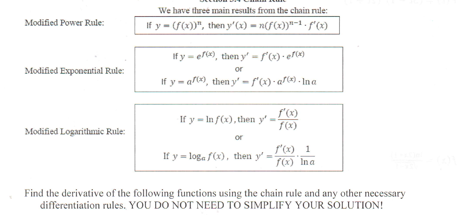 Solved Use a modified power rule or modifies exponential | Chegg.com