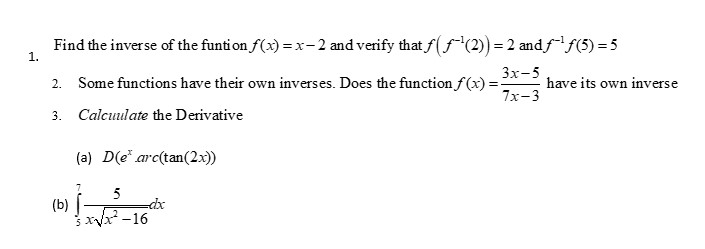 Solved Find the inverse of the funtion f(x)=x−2 and verify | Chegg.com