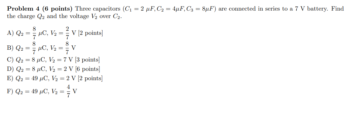 Solved Problem 4 (6 ﻿points) ﻿Three capacitors | Chegg.com