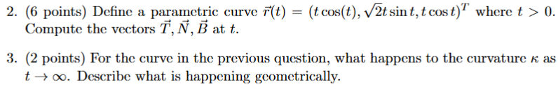 (6 ﻿points) ﻿Define a parametric curve | Chegg.com