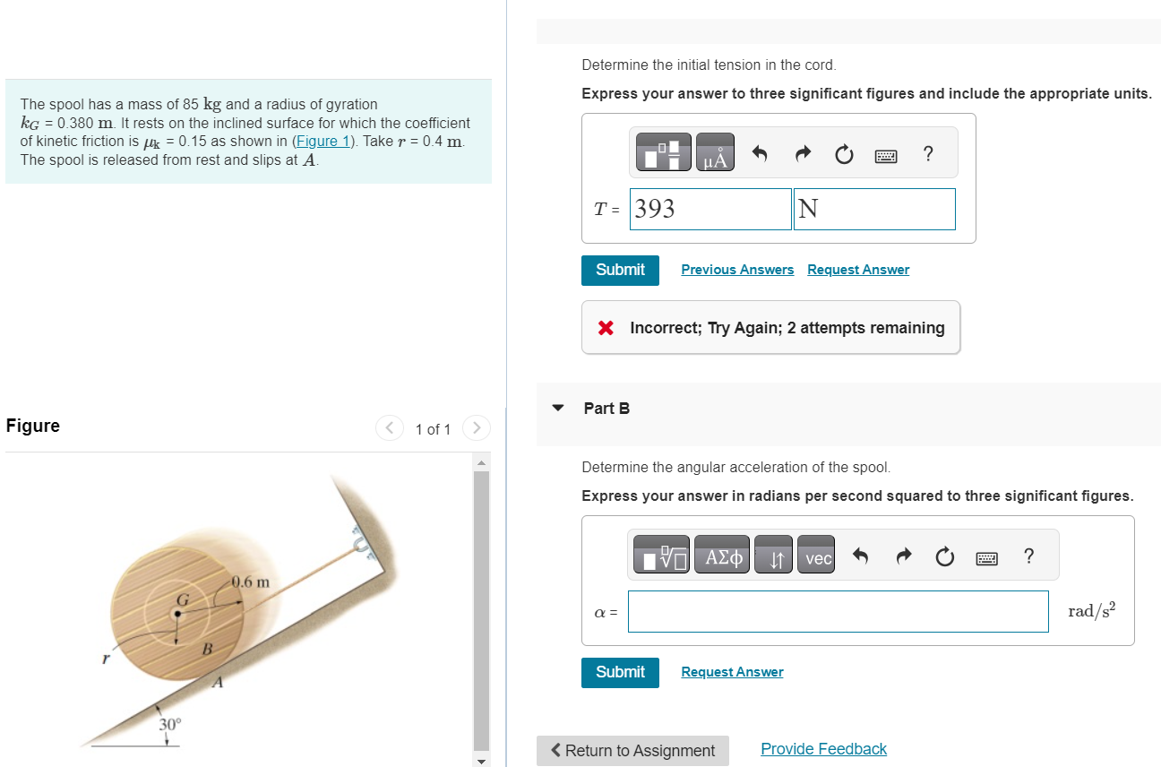 Solved by an EXPERT The spool has a mass of 85 kg ﻿and a radius of | Chegg.com