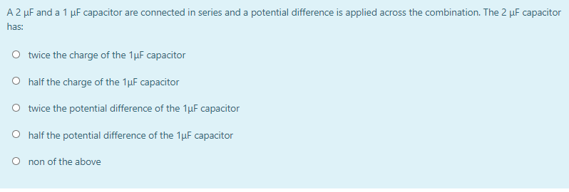 Solved A 2 pF and a 1 pF capacitor are connected in series | Chegg.com