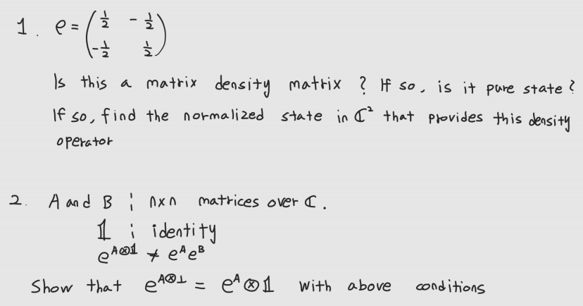 Solved 1. e e- ( lă Is this a matrix density matrix matrix ? | Chegg.com