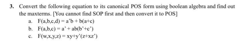 Solved 3. Convert the following equation to its canonical | Chegg.com