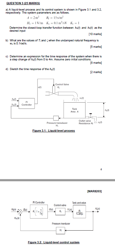 QUESTION 3 (25 MARKS) a) A liquid-level process and | Chegg.com