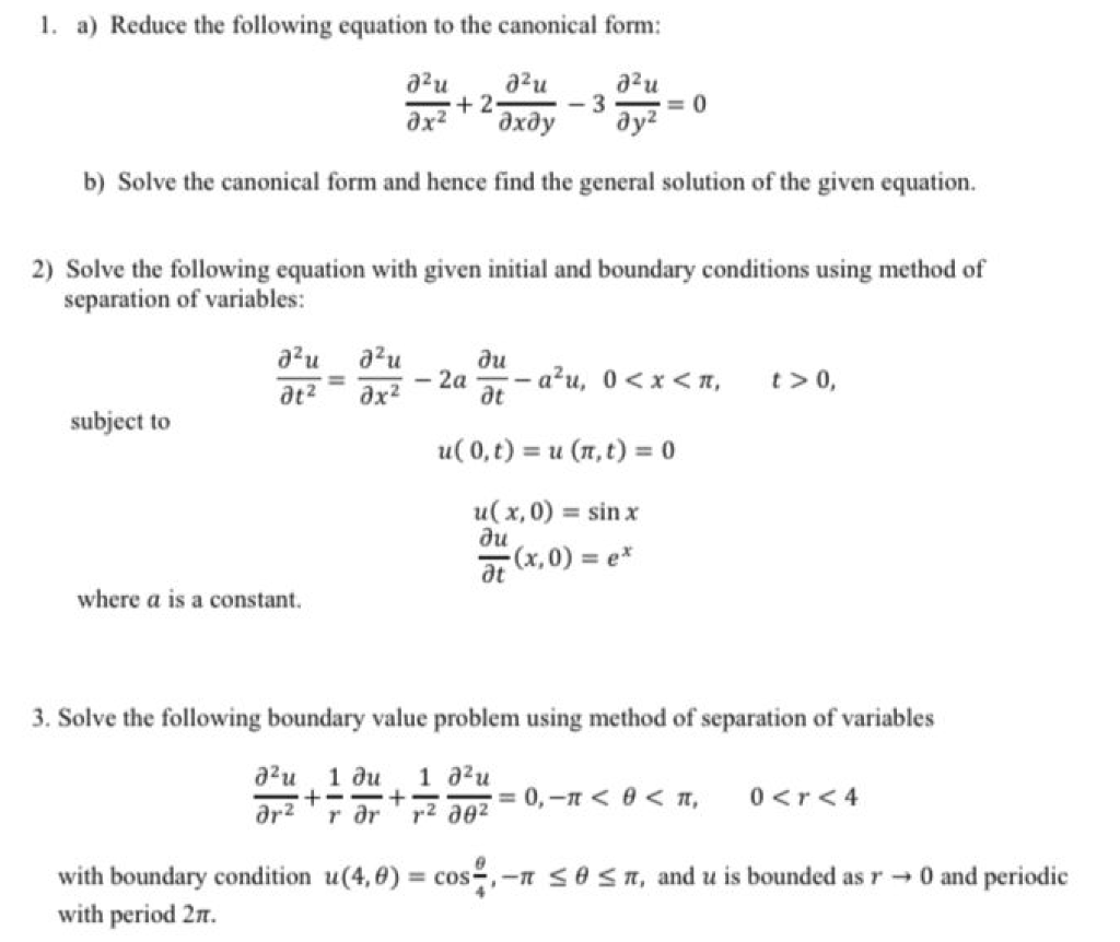Solved 1. a) Reduce the following equation to the canonical | Chegg.com