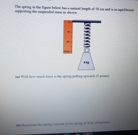Solved The spring in the figure below has a natural length | Chegg.com