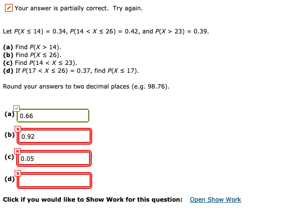 Solved Your Answer Is Partially Correct Try Again Let P X