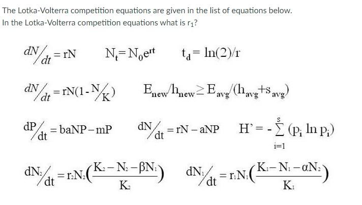 Solved The Lotka-Volterra competition equations are given in | Chegg.com