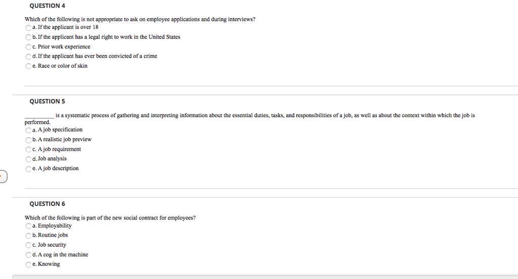 Solved QUESTION 4 Which of the following is not appropriate | Chegg.com