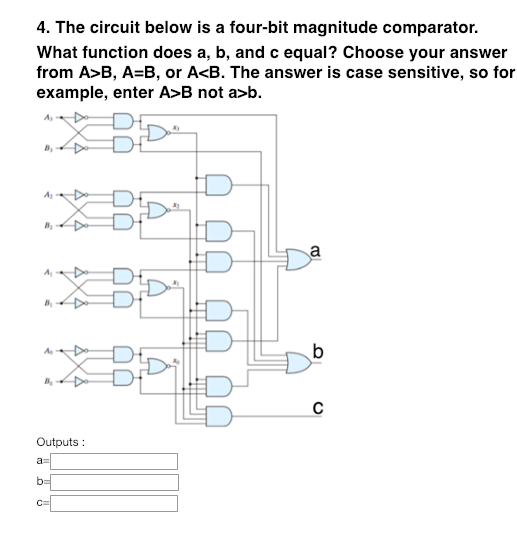 Solved 4. The circuit below is a four-bit magnitude | Chegg.com