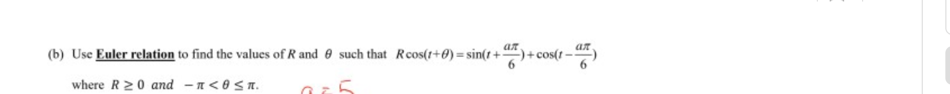 Solved (b) Use Euler relation to find the values of R and 8 | Chegg.com