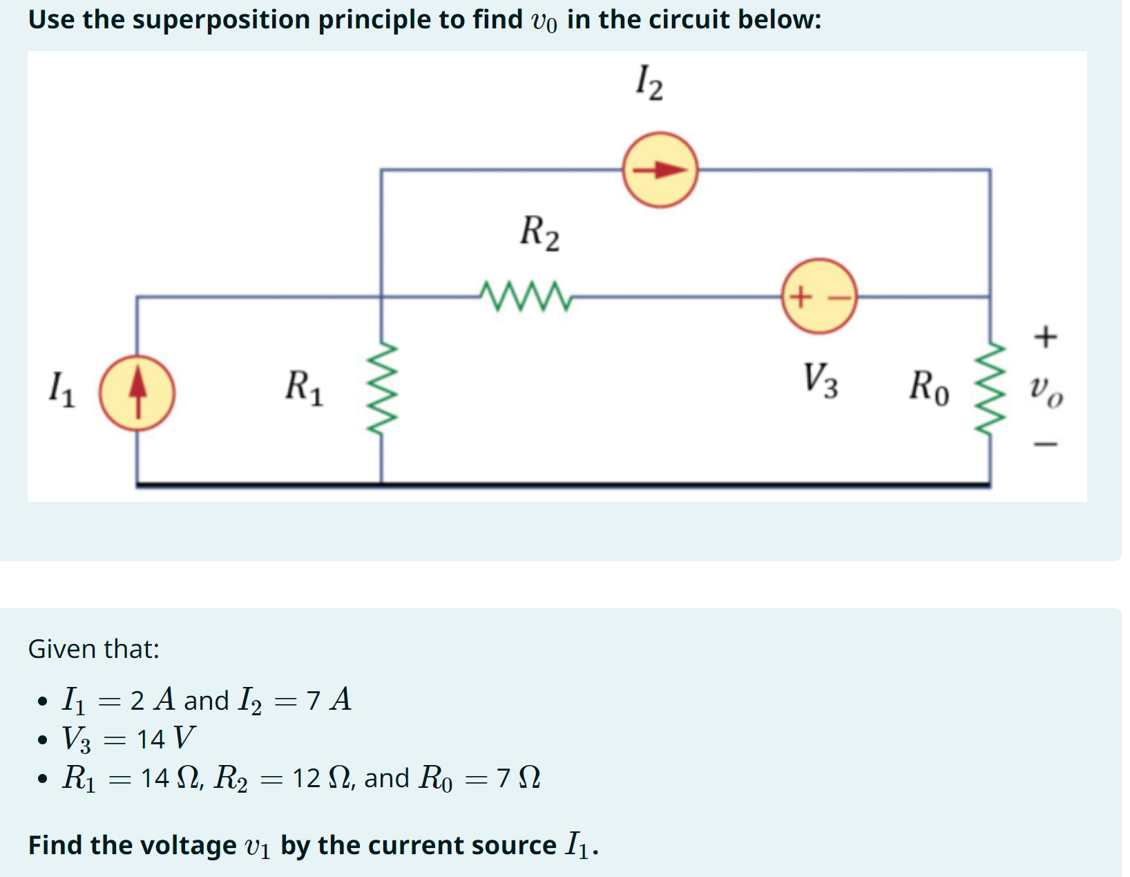Solved Use the superposition principle to find v0 in the | Chegg.com