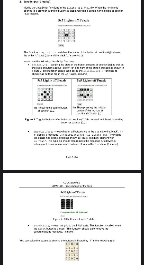 Solved 2. JavaScript (10 marks) Modify the JavaScript | Chegg.com