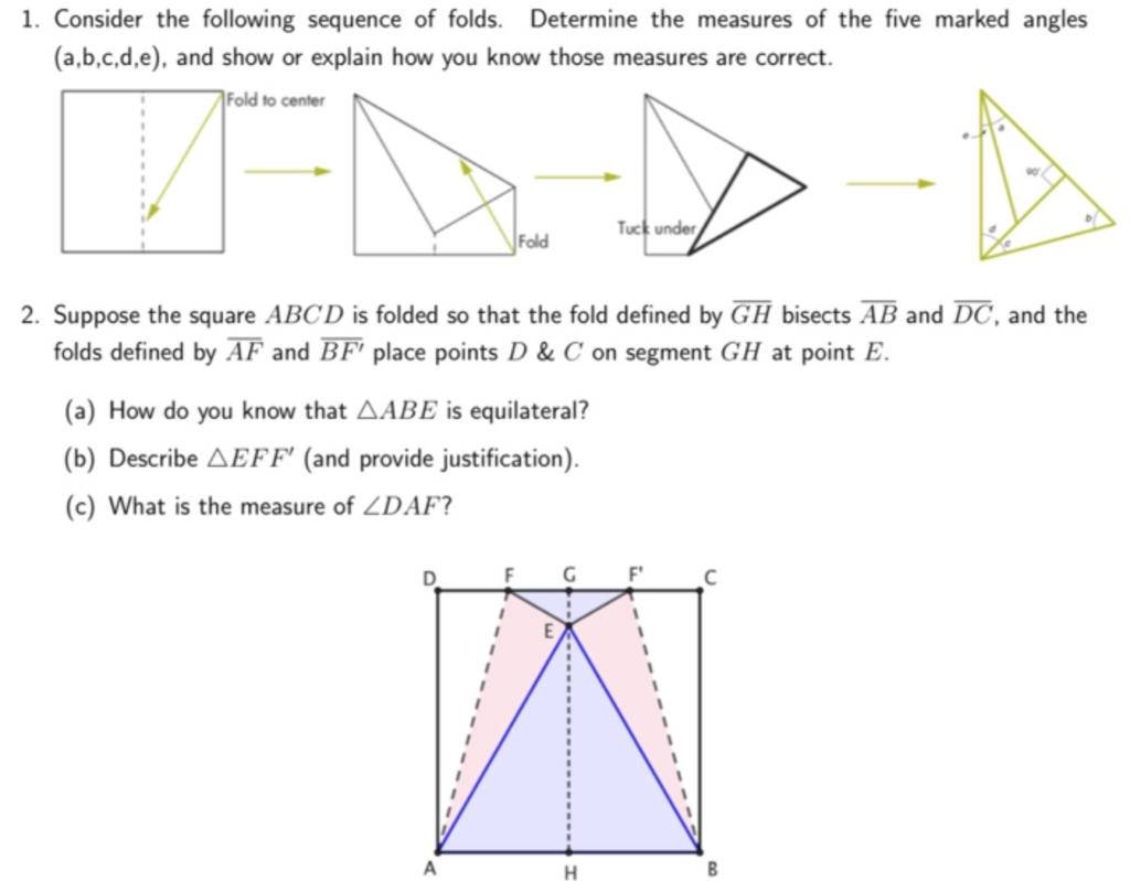 Solved 1. Consider the following sequence of folds. | Chegg.com