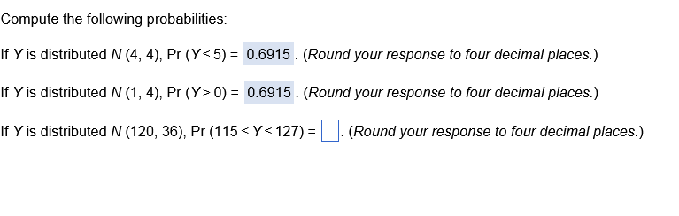 Solved Compute the following probabilities: If Y is | Chegg.com