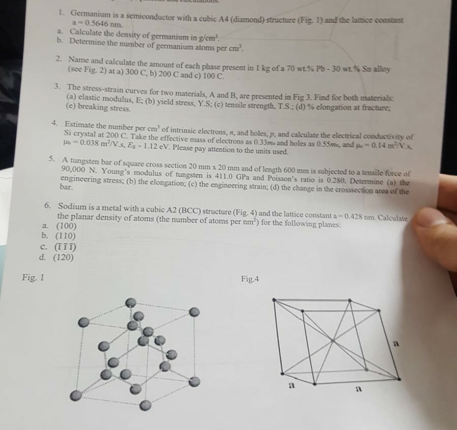 Solved 1. Germanium is a semiconductor with a cubic A4 | Chegg.com