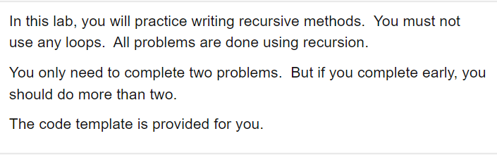Solved In this lab, you will practice writing recursive | Chegg.com