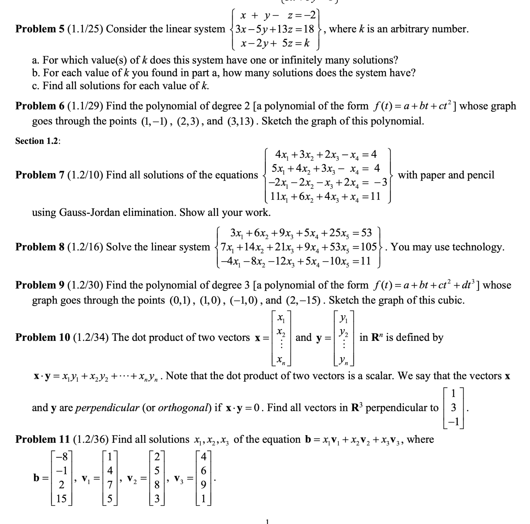 Solved Problem 5(1.1/25) Consider the linear system | Chegg.com