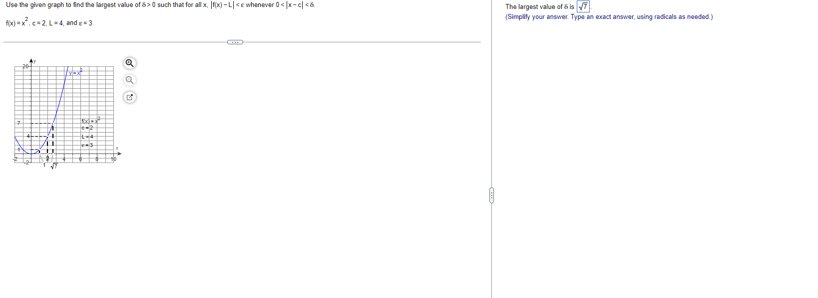Solved Use the given graph to find the largest value of δ>0 | Chegg.com