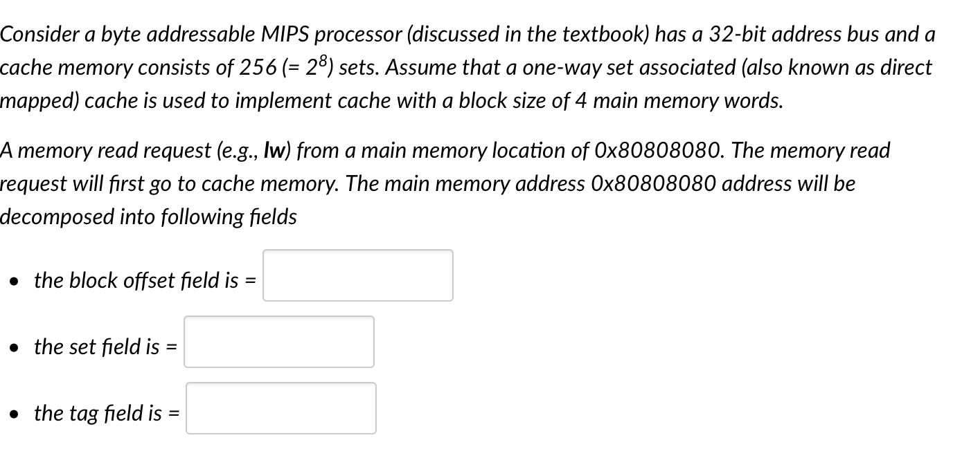 Solved A Byte Addressable Mips Processor Discussed In The 