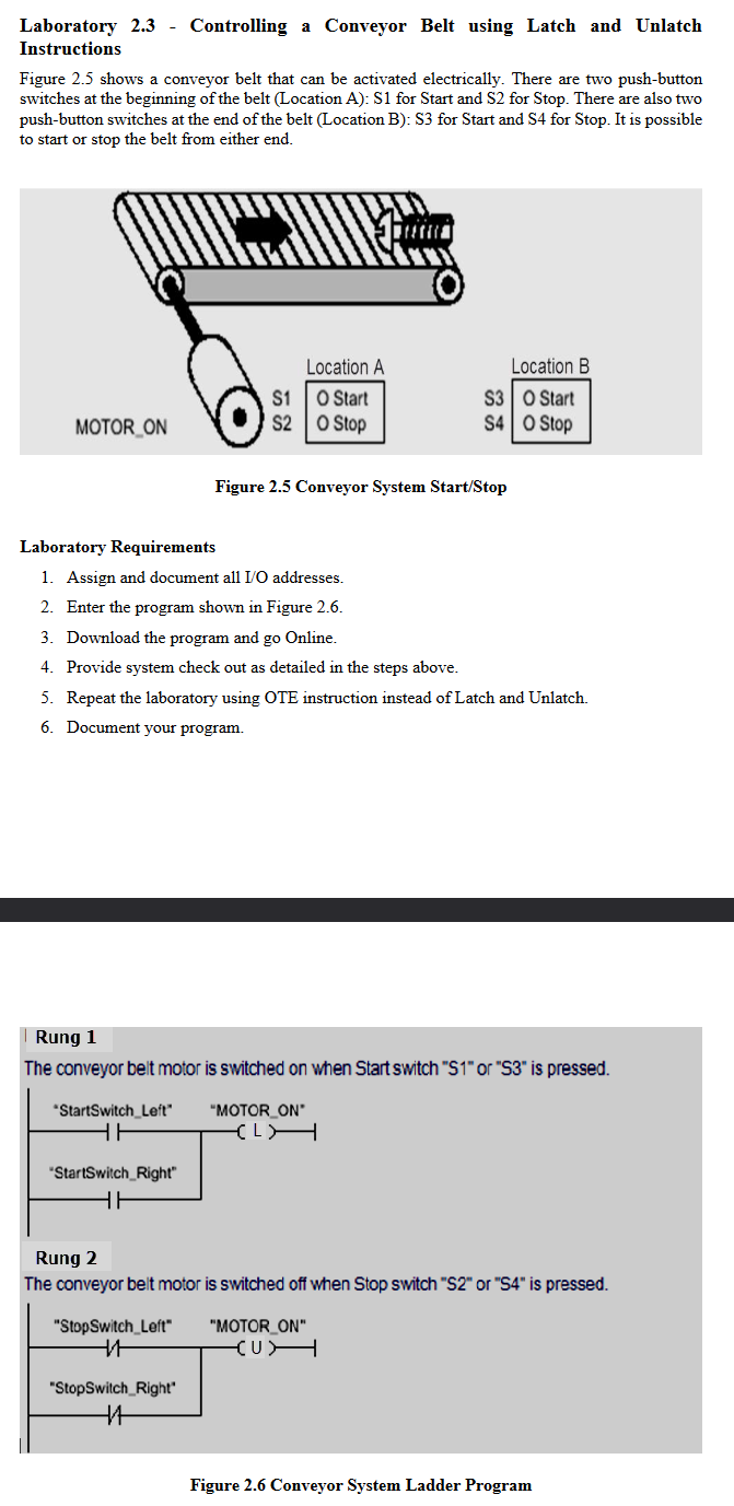 Using LOGIXPRO500, “Controlling a Conveyor Belt using | Chegg.com