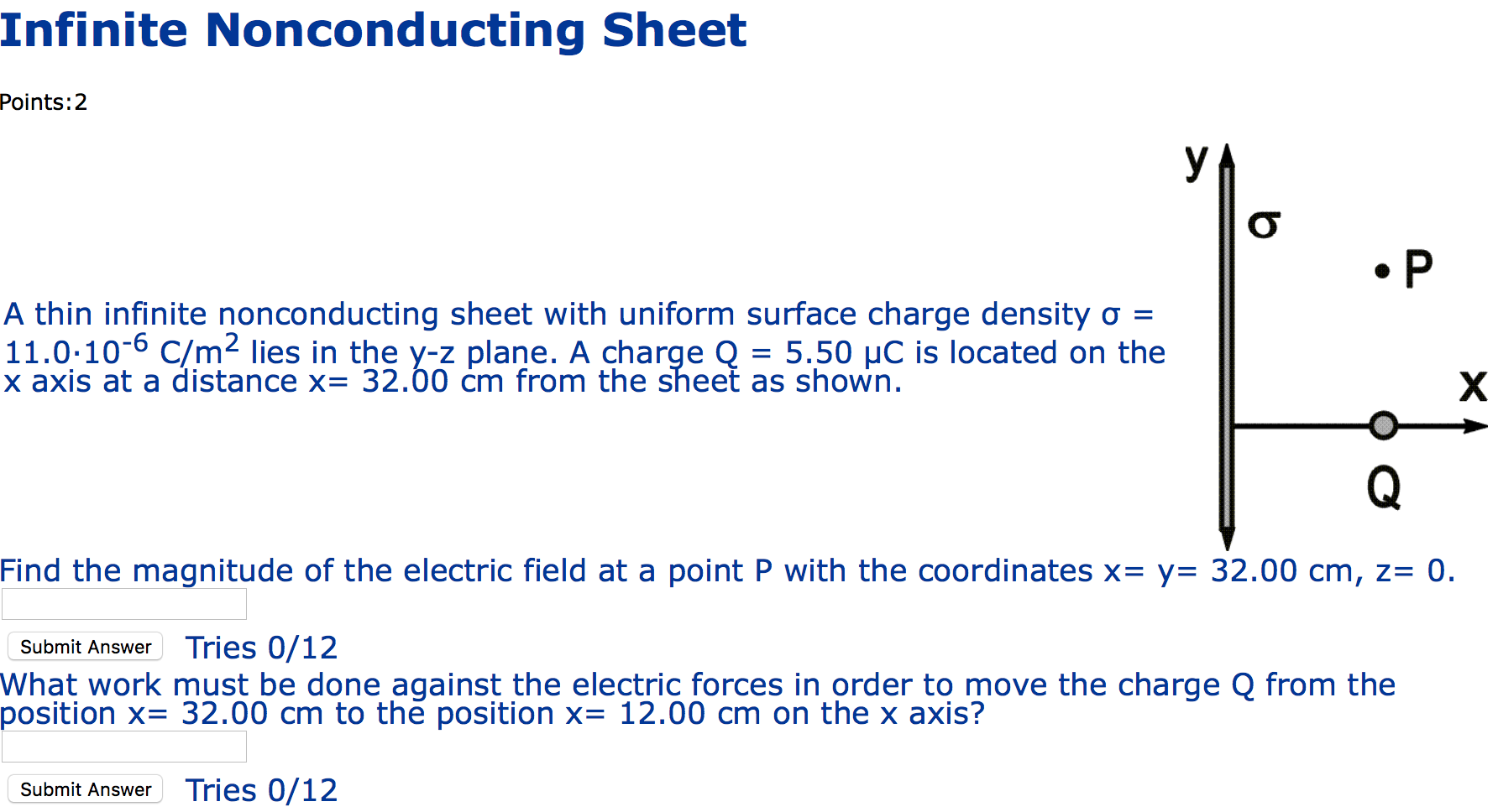 Solved Infinite Nonconducting Sheet Points:2 A thin infinite | Chegg.com
