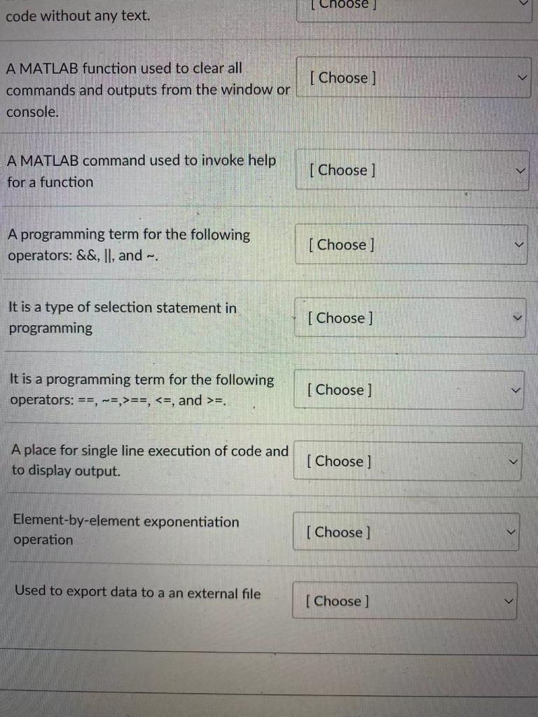 Solved vector [Choose ] A.13 save(...) linspace doc mming | Chegg.com
