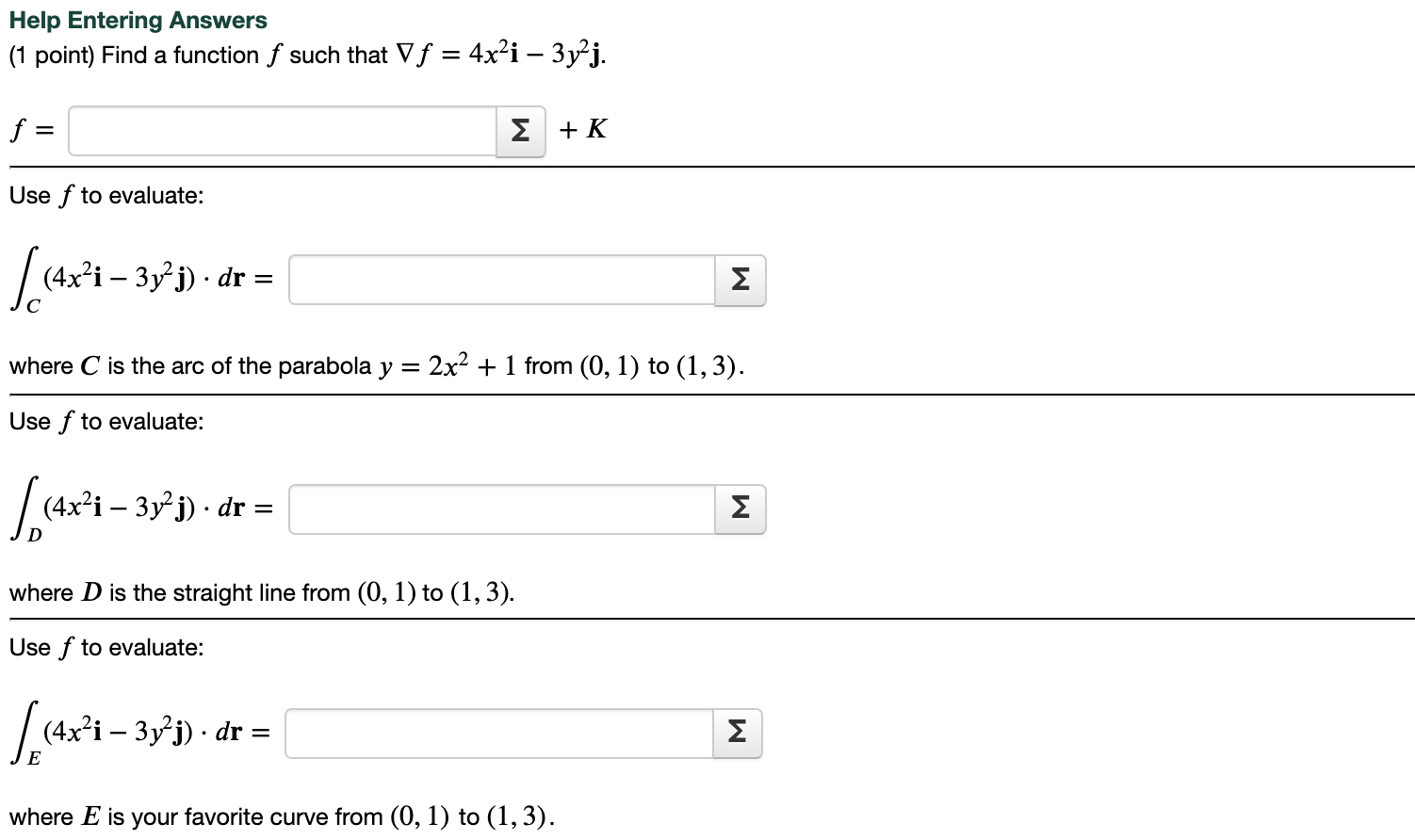 Solved Help Entering Answers (1 point) Find a function f | Chegg.com