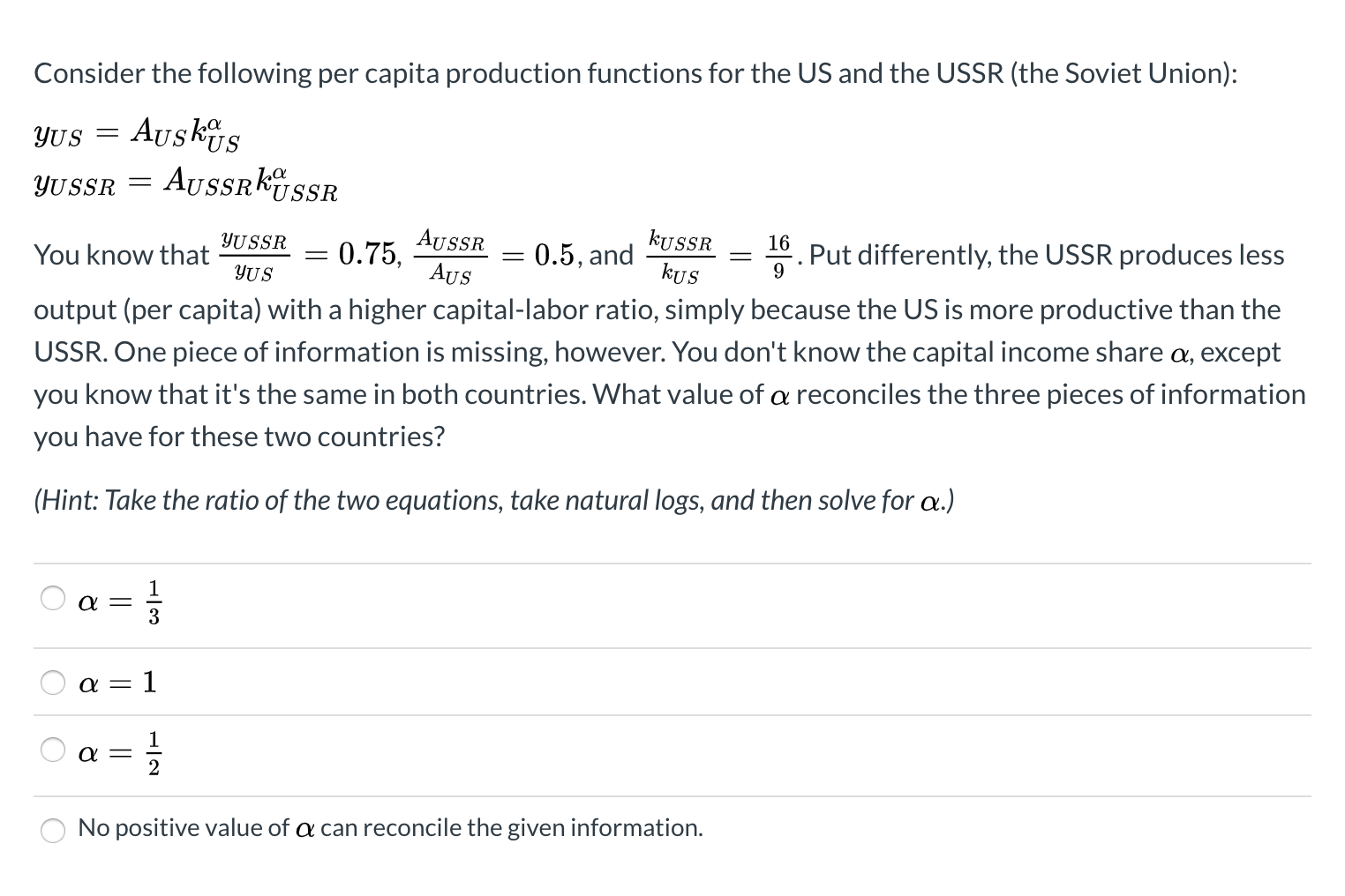 Solved Consider the following per capita production | Chegg.com