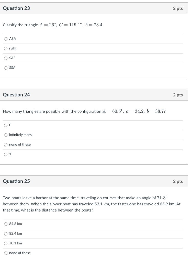 Solved Question 23Classify the triangle | Chegg.com