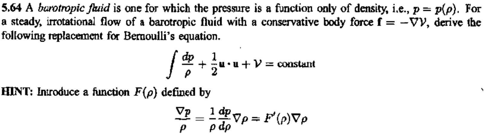 5.64 A barotropic fauid is one for which the pressure | Chegg.com