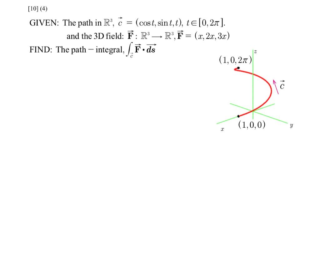 Solved [10](4) GIVEN: The path in | Chegg.com