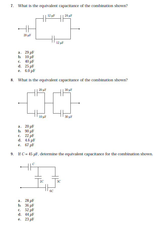 Solved 7. What is the equivalent capacitance of the | Chegg.com