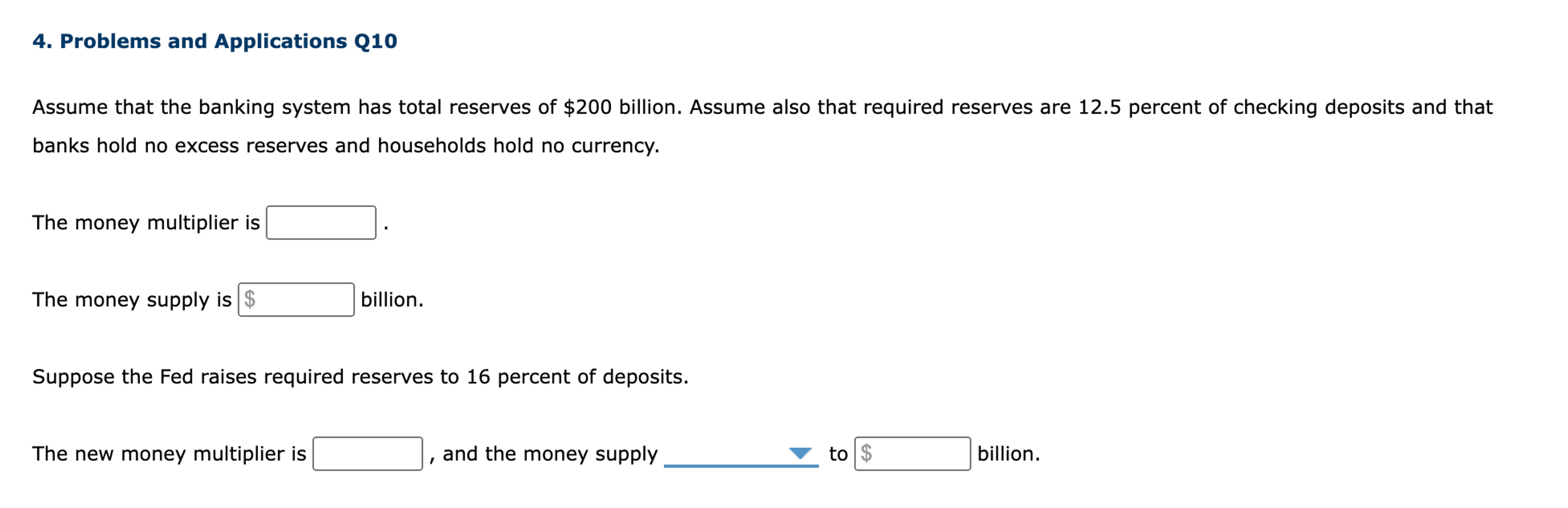 Solved 4. ﻿Problems and Applications Q10Assume that the | Chegg.com