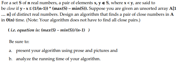 For A Set S Of N Real Numbers A Pair Of Elements X 