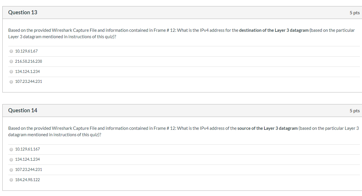 Solved Question 13 5 pts Based on the provided Wireshark | Chegg.com