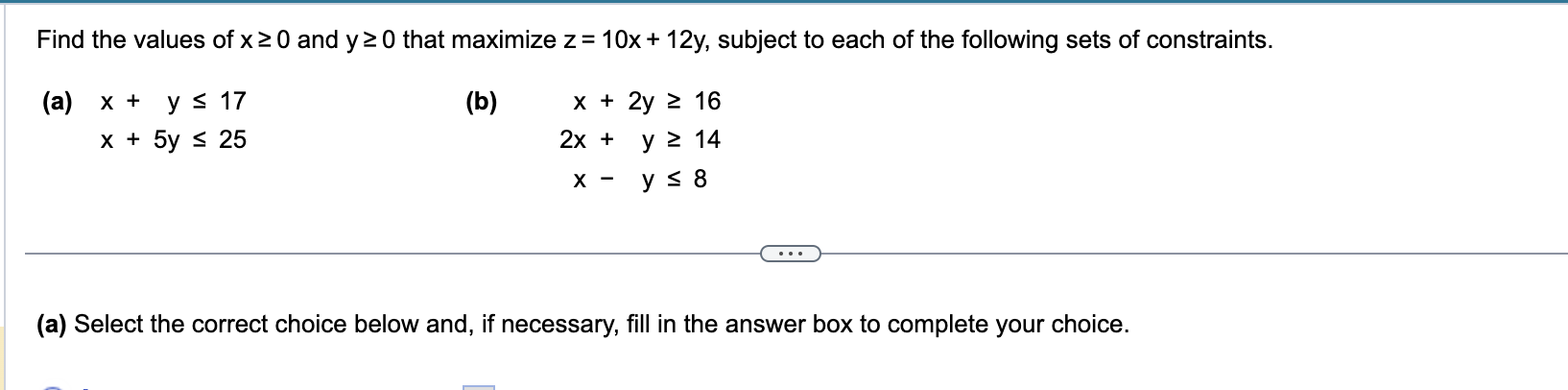Solved Find the values of x≥0 and y≥0 that maximize | Chegg.com