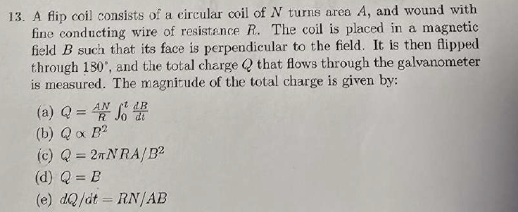 A flip coil consists of ﻿a circular coil of N ﻿turns | Chegg.com